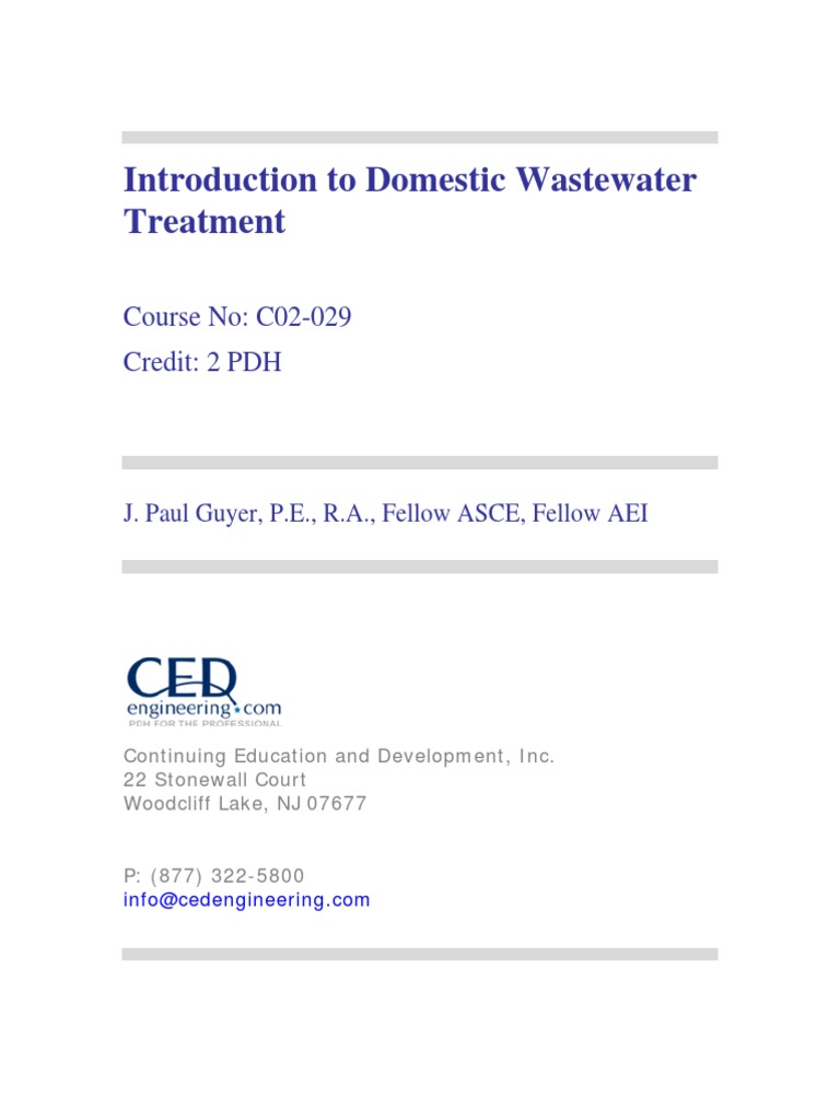 An Introduction To Domestic Wastewater Treatment R1 | PDF | Water Treatment | Sewage Treatment