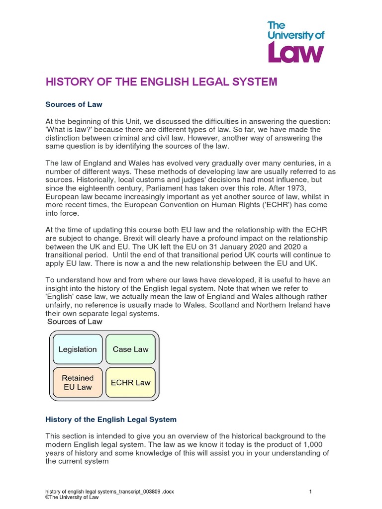 History of English Legal Systems - Transcript - 003809 | PDF | Equity ...