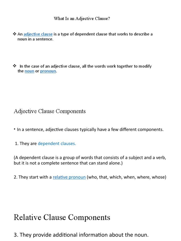 Adjective Clauses | PDF | Adjective | Clause