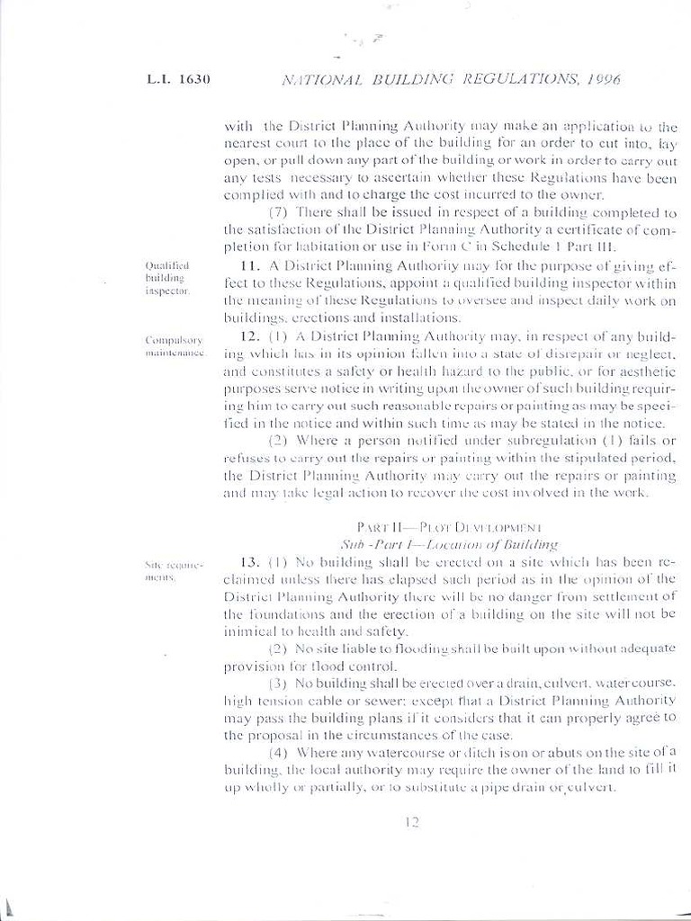 Ghana National Build Regulation Extract p12-18 | PDF