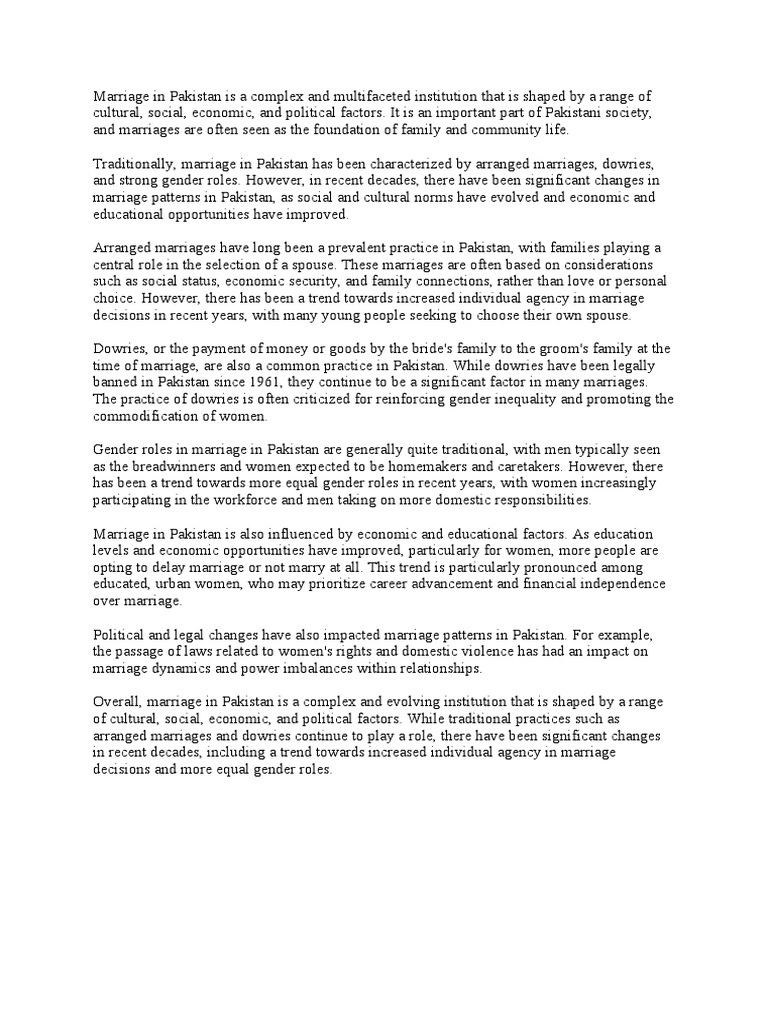 Marriage in Pakistan Is A Complex and Multifaceted Institution That Is ...