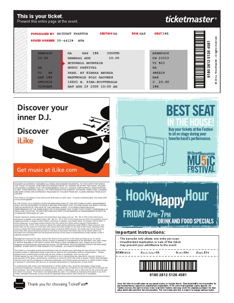 Sample Ticket Fast Ticket 11 | PDF | Ticket (Admission) | Government ...