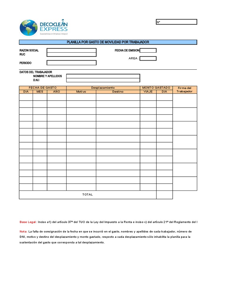 Planilla de Movilidad | PDF