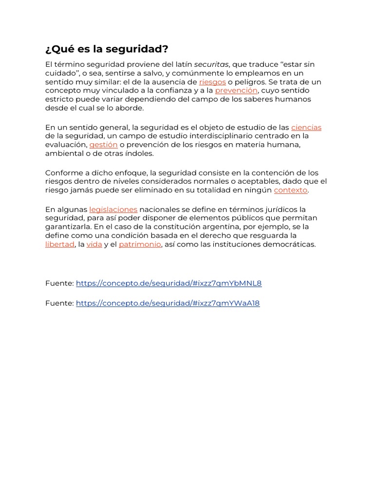 ¿Qué Es La Seguridad | PDF