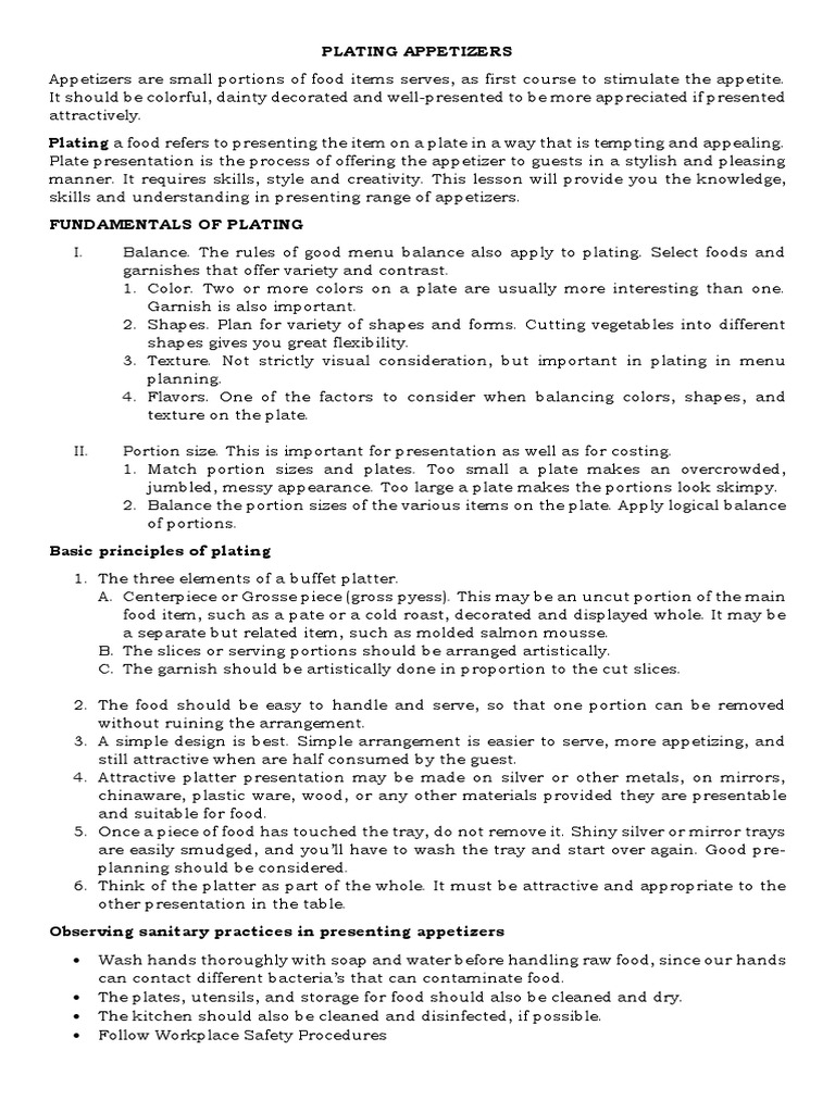 Guidelines for Presenting Appetizers: Ensuring Food Safety and Quality ...