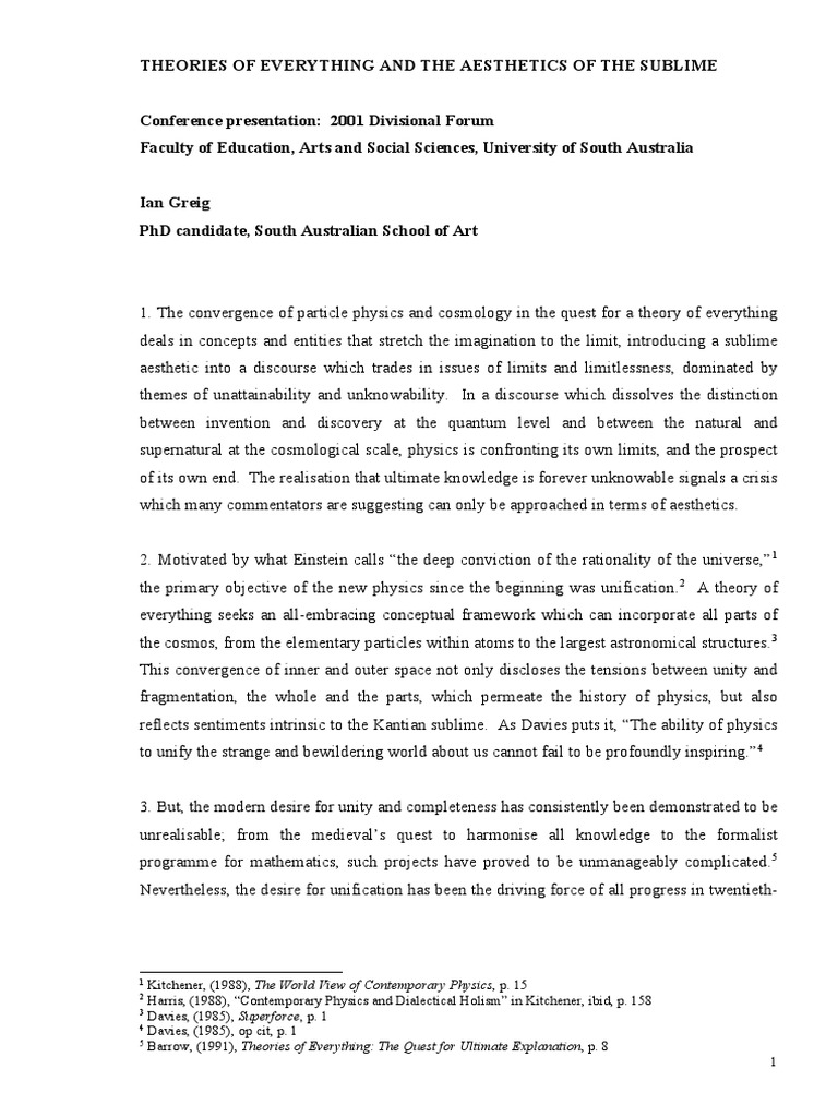 Theories of Everything and The Aesthetic | PDF | Theory Of Everything ...