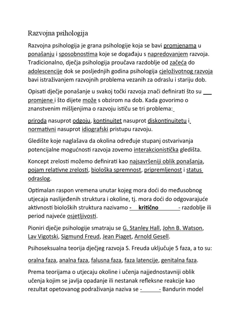 Razvojna Psihologija | PDF