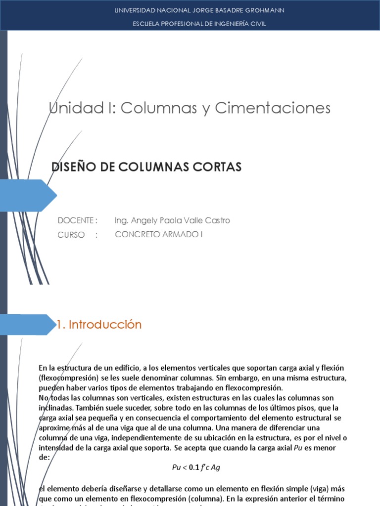 01 Unidad I - Columnas Cortas | Descargar gratis PDF | Viga (Estructura) | Doblar