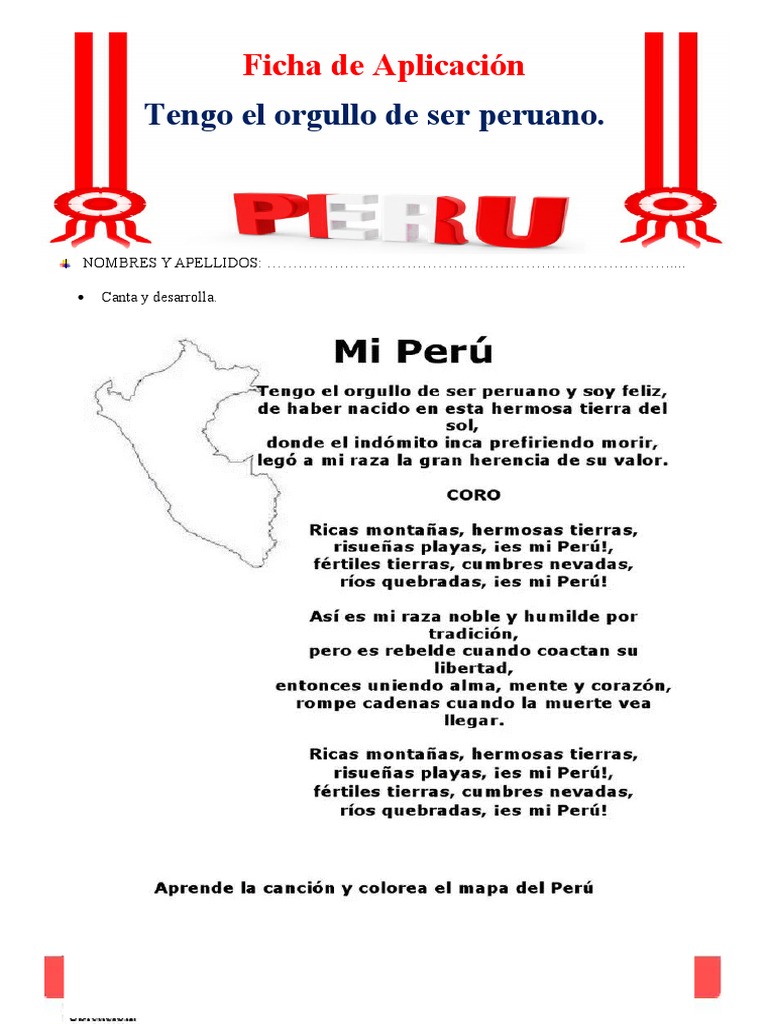 3° Ficha Día 1 PS Tengo El Orgullo de Ser Peruano | PDF | Perú ...