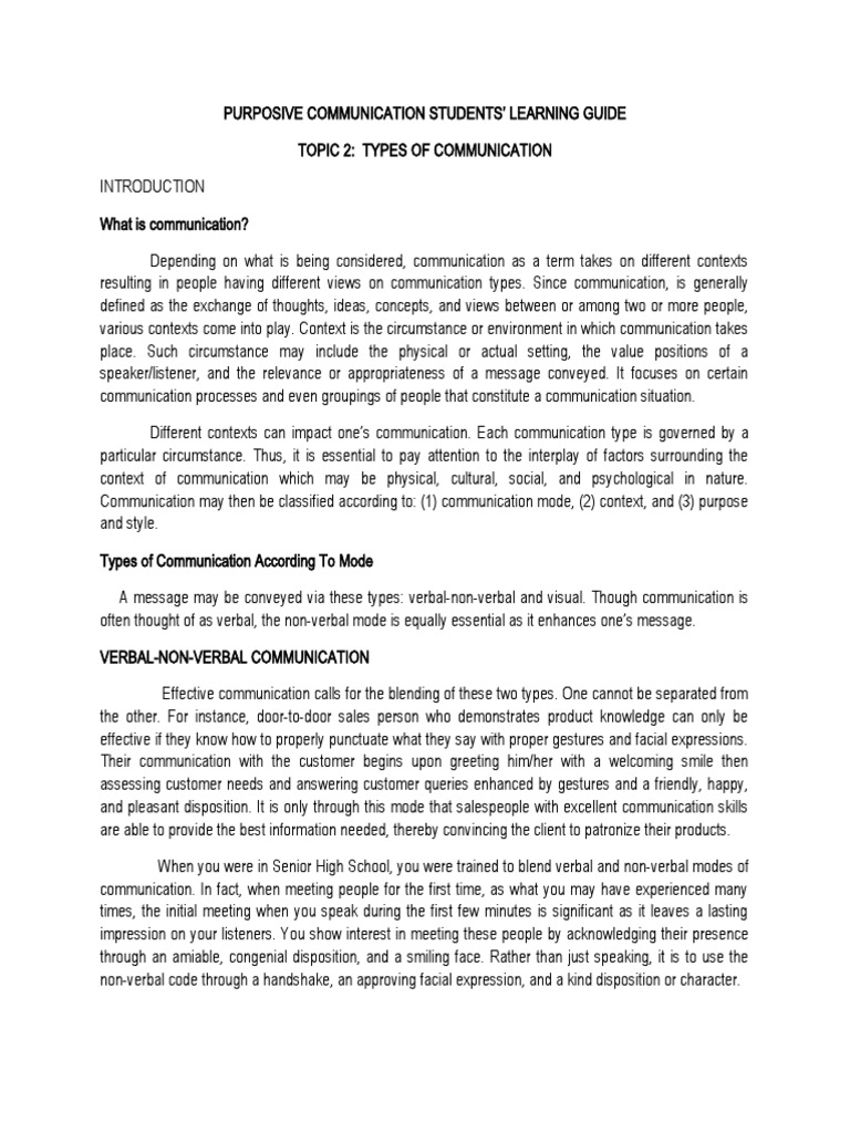 Module 1 Topic 2 Types of Communication | PDF | Communication ...