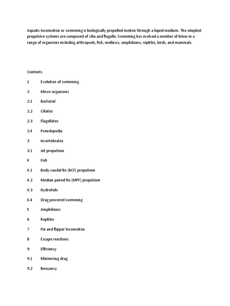 Aquatic Locomotion | PDF | Organisms | Aquatic Animals