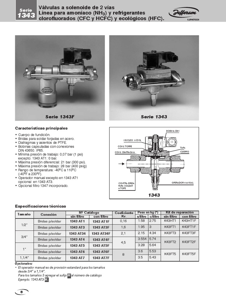 Válvulas Solenoide Serie 1343 | PDF | Tecnologías de gas | Plomería
