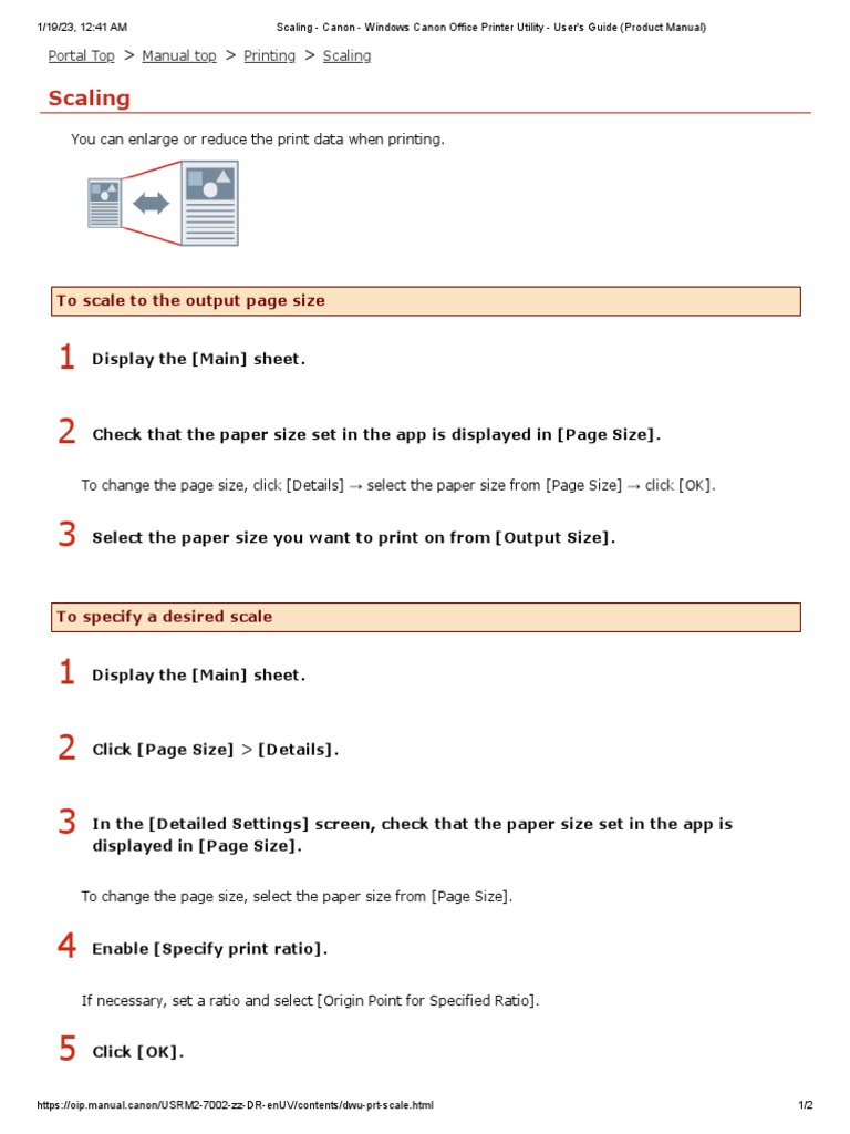 Scaling - Canon - Windows Canon Office Printer Utility - User's Guide ...