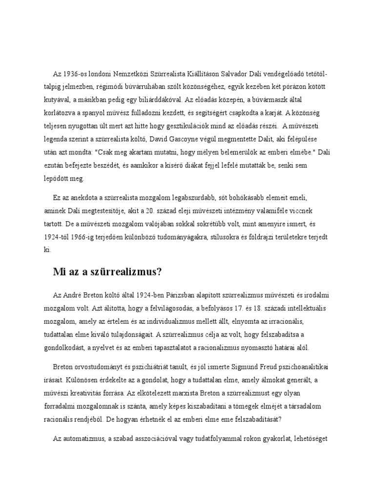 Mi Az A Szürrealizmus? | PDF