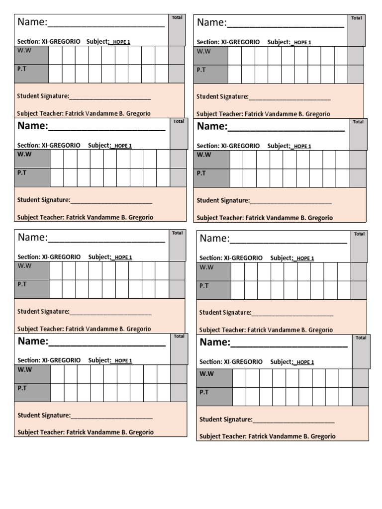 Performance Card - GREGORIO | PDF