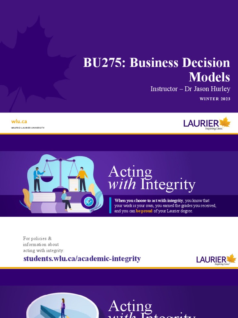 BU275 W23 - Lecture 1 - Intro and Decision Analysis (Part 1) | PDF ...