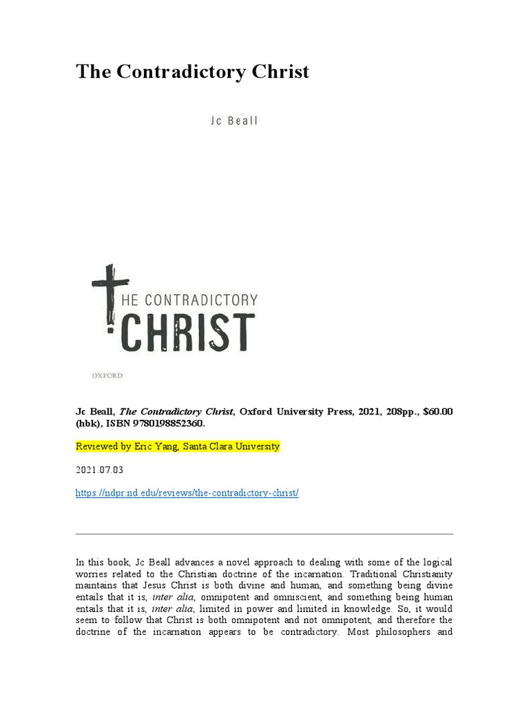 The Contradictory Christ-Recensão ENG | PDF | Logic | Contradiction