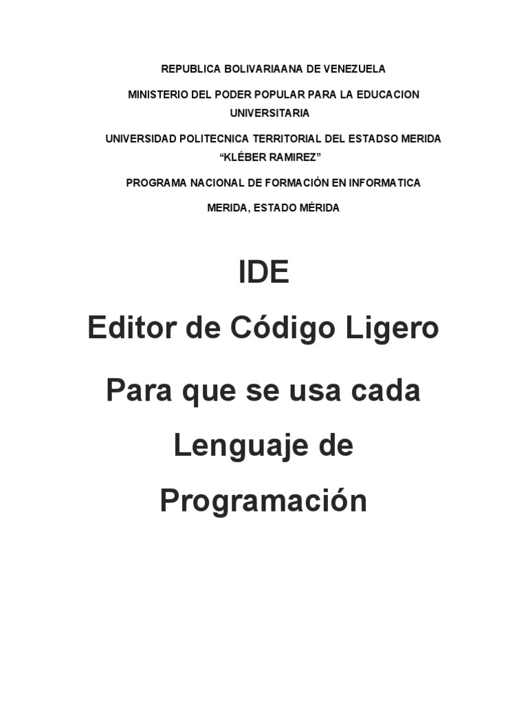 Que Es Un IDE | PDF | Lenguaje de programación | Entorno de desarrollo ...