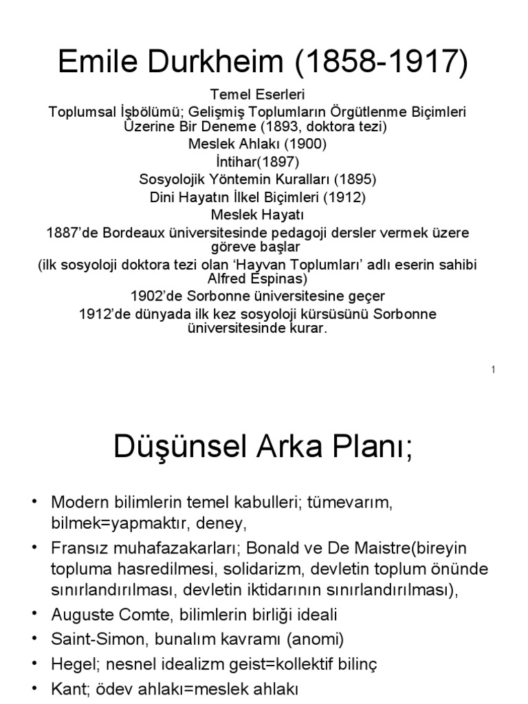Emile Durkheim 1858-1917 | PDF