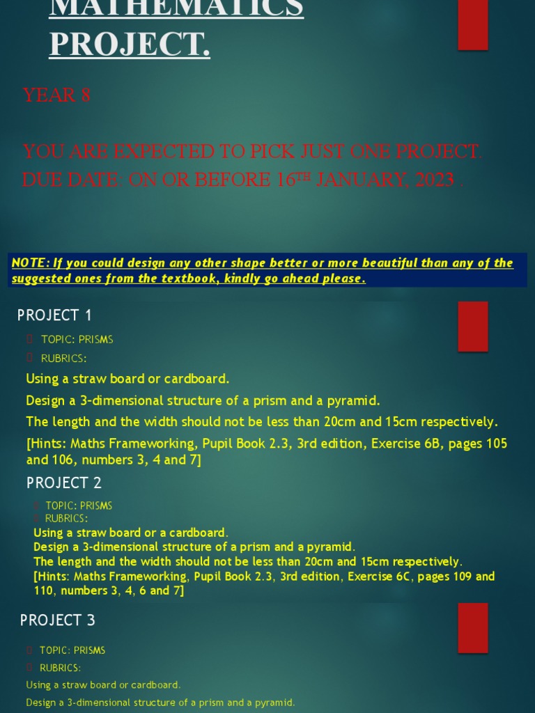 Mathematics Project Year 8 | PDF