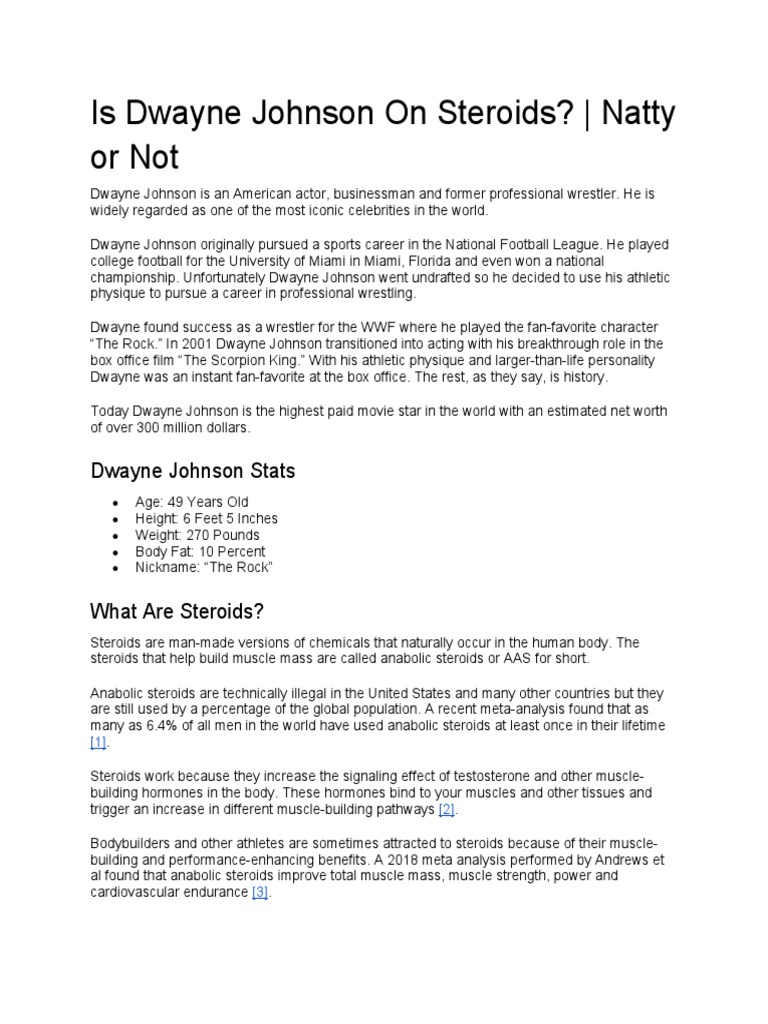 Celeb Steroids - Dwayne Johnson | PDF | Testosterone | Doping In Sport