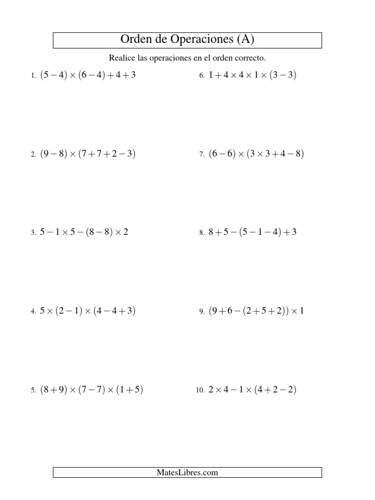 1 Operaciones Combinadas Sencillas | PDF