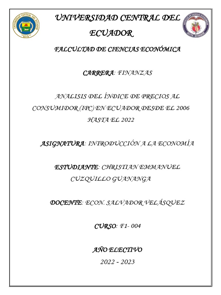 Cuzquillo Christian - Analisis Del Índice de Precios Al Consumidor (Ipc ...