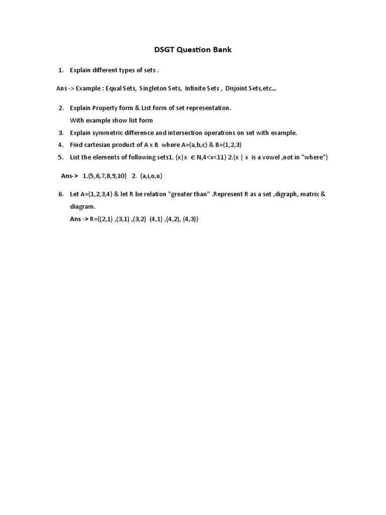 DSGT Question Bank | PDF