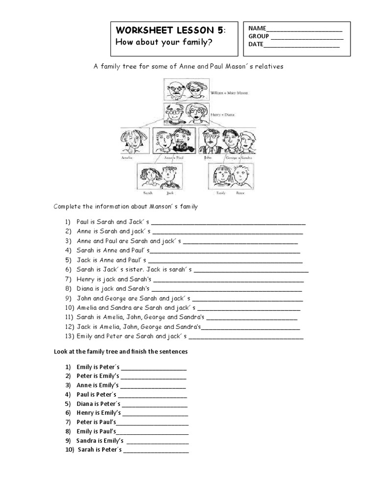 Family Tree Worksheet | PDF