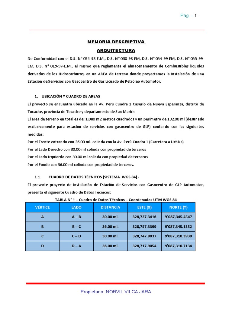 Memoria Descriptiva Norvil | PDF | Tanques | Presión