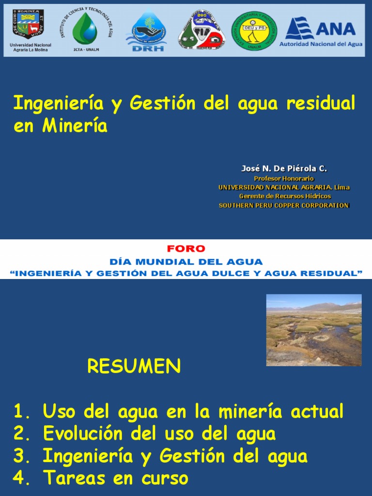 Ingeniería y Gestión Del Agua Residual en Minería | PDF | Agua | Minería
