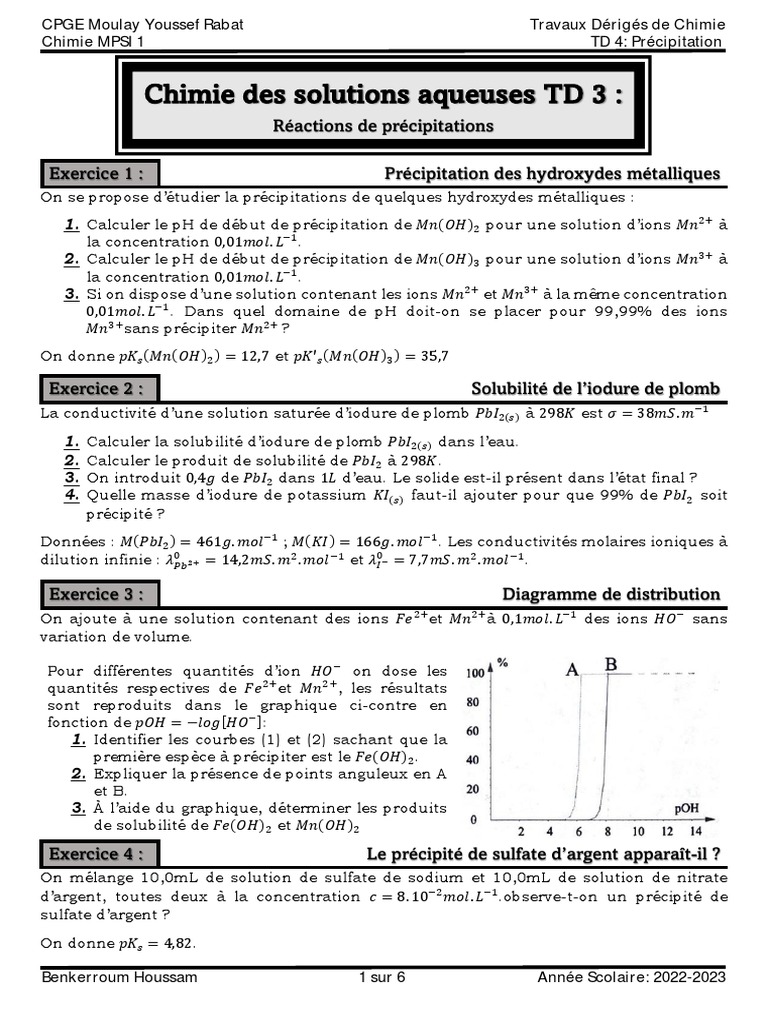 TD4 4 | PDF | Précipité | Ion