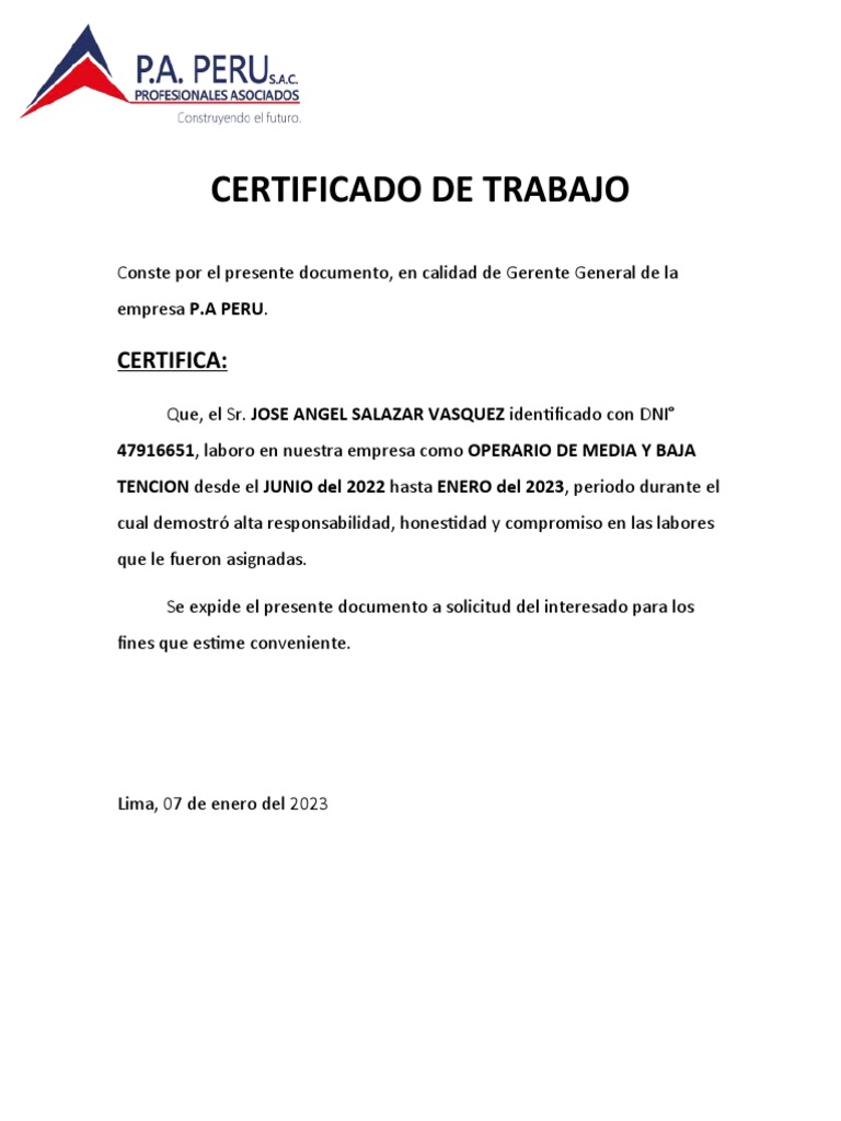 modelo-de-certificado-de-trabajo-word | PDF