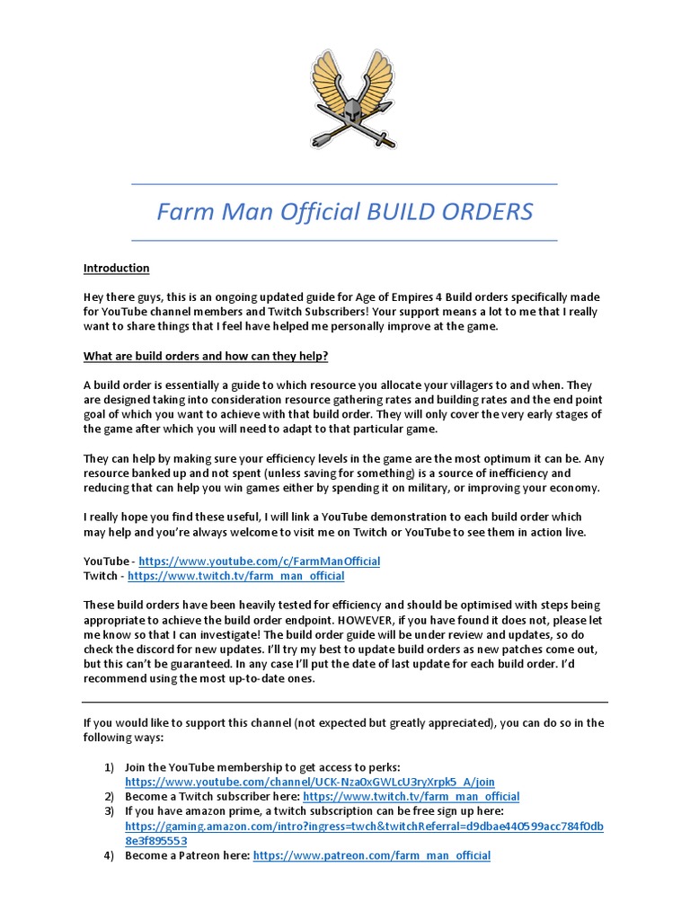 Aoe4 Build Orders Version 36 | PDF | Castle | You Tube