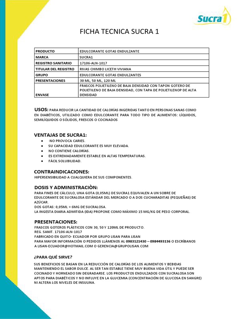 Sucra 1 Ficha Tecnica | PDF