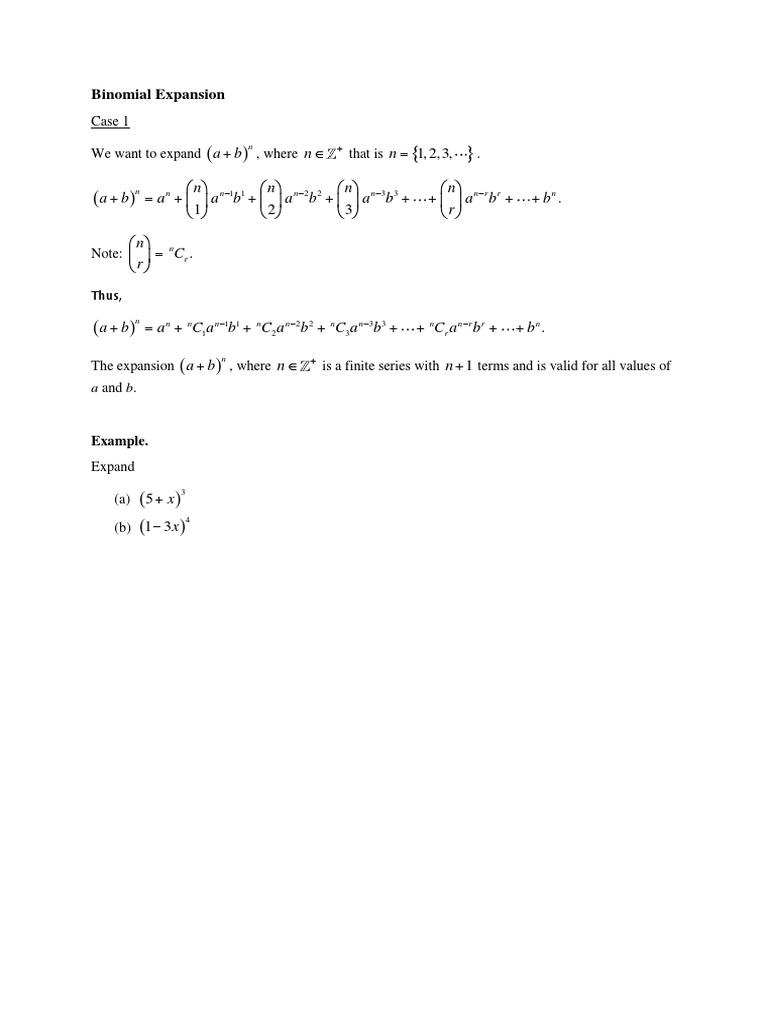 Binomial Expansion | PDF