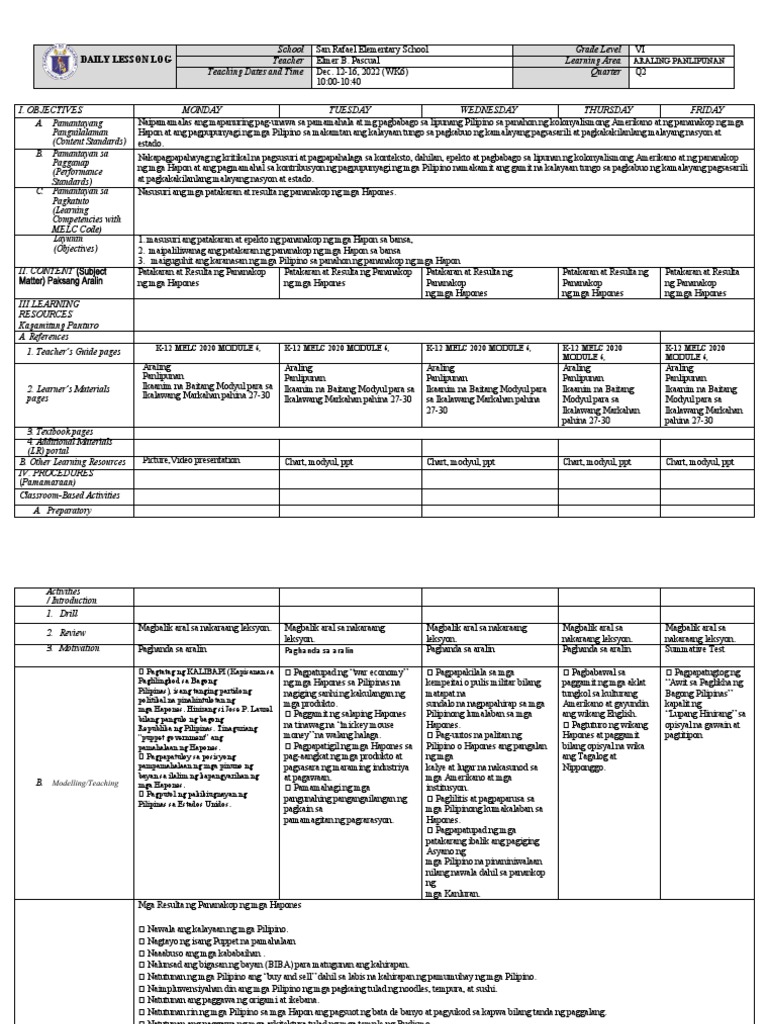Q2 Ap6 DLL WK6 | PDF