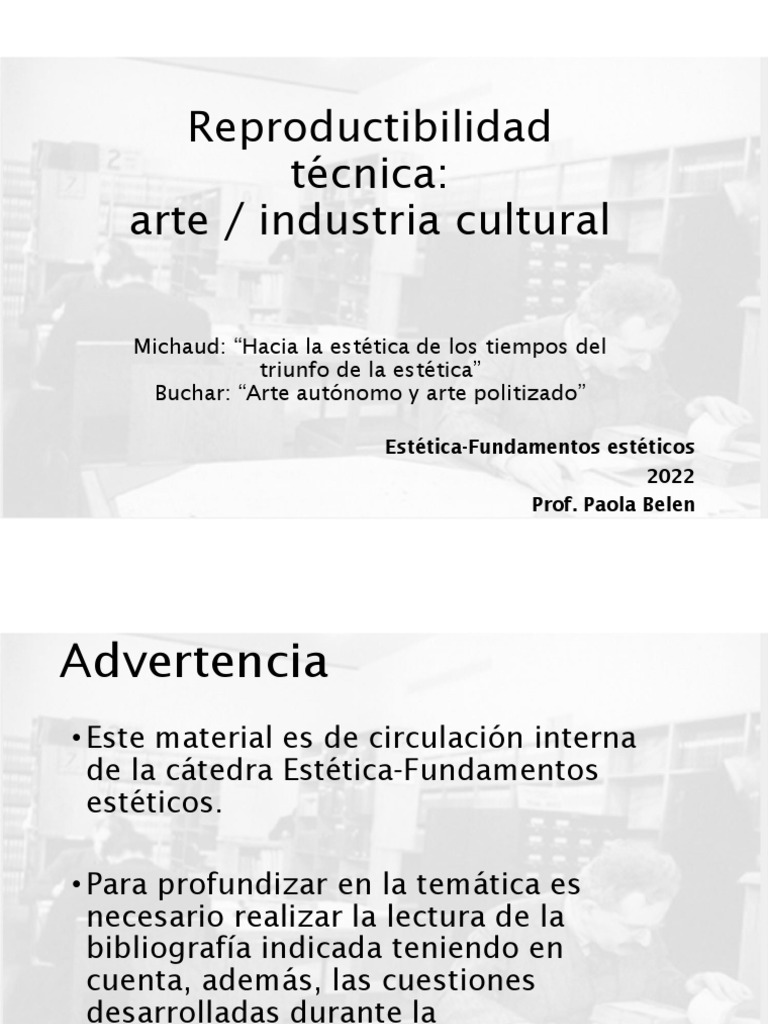 3.PPT Benjamin I (Michaud, Buchar) | PDF | Theodor W. Adorno | Experiencia