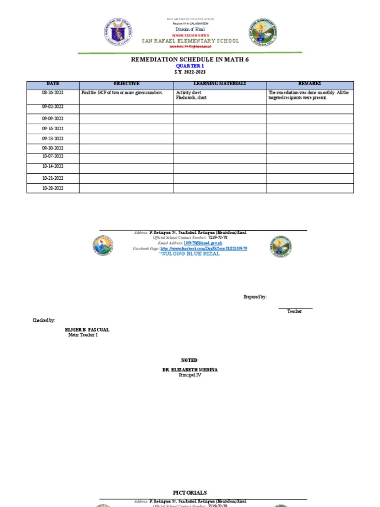 q1 Math 6 Remediation-Sched | PDF | Computer Mediated Communication ...