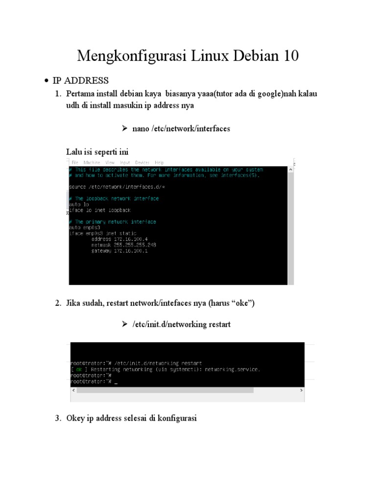 Mengkonfigurasi Linux Debian 10 | PDF