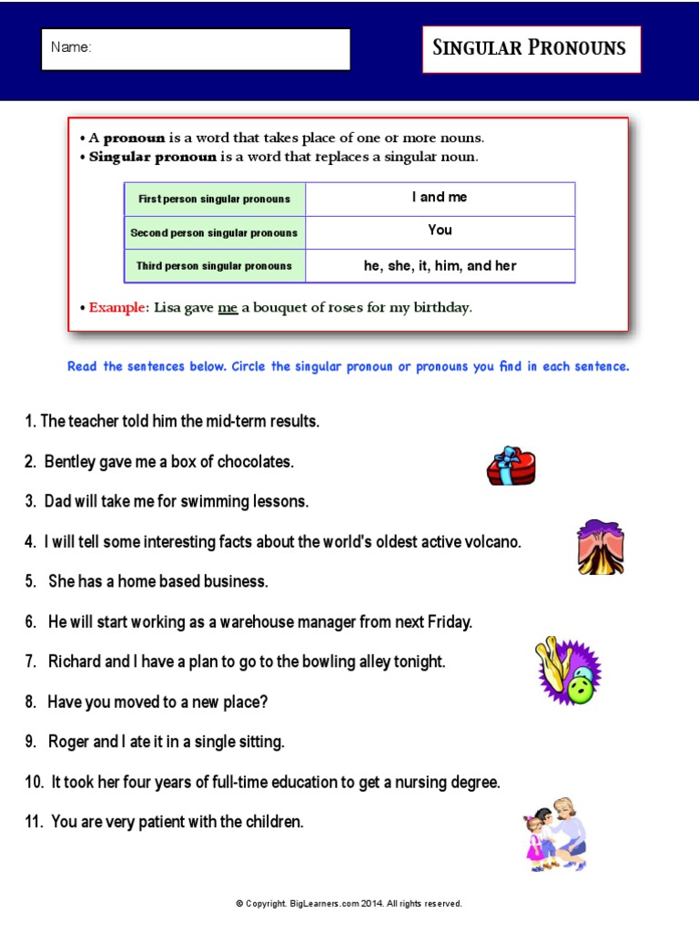 Singular Pronouns | PDF