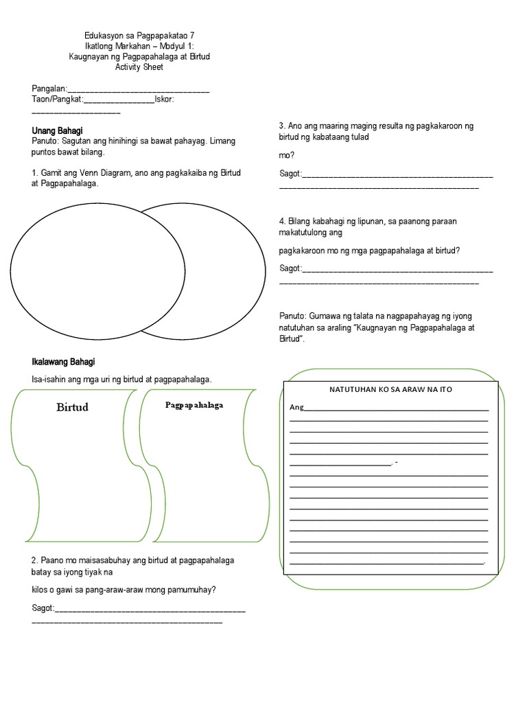 Esp 3rd Quarter Parallel and Activity Sheet | PDF