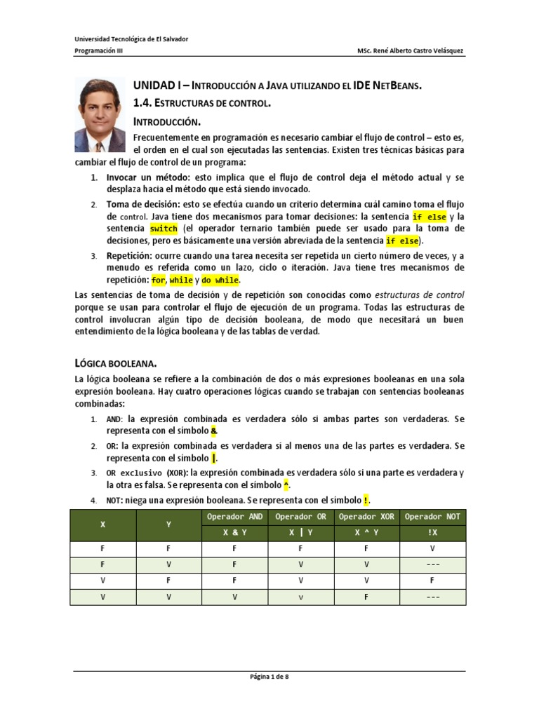 Introducción a Java y Estructuras de Control | PDF | Flujo de control | Java (lenguaje de ...