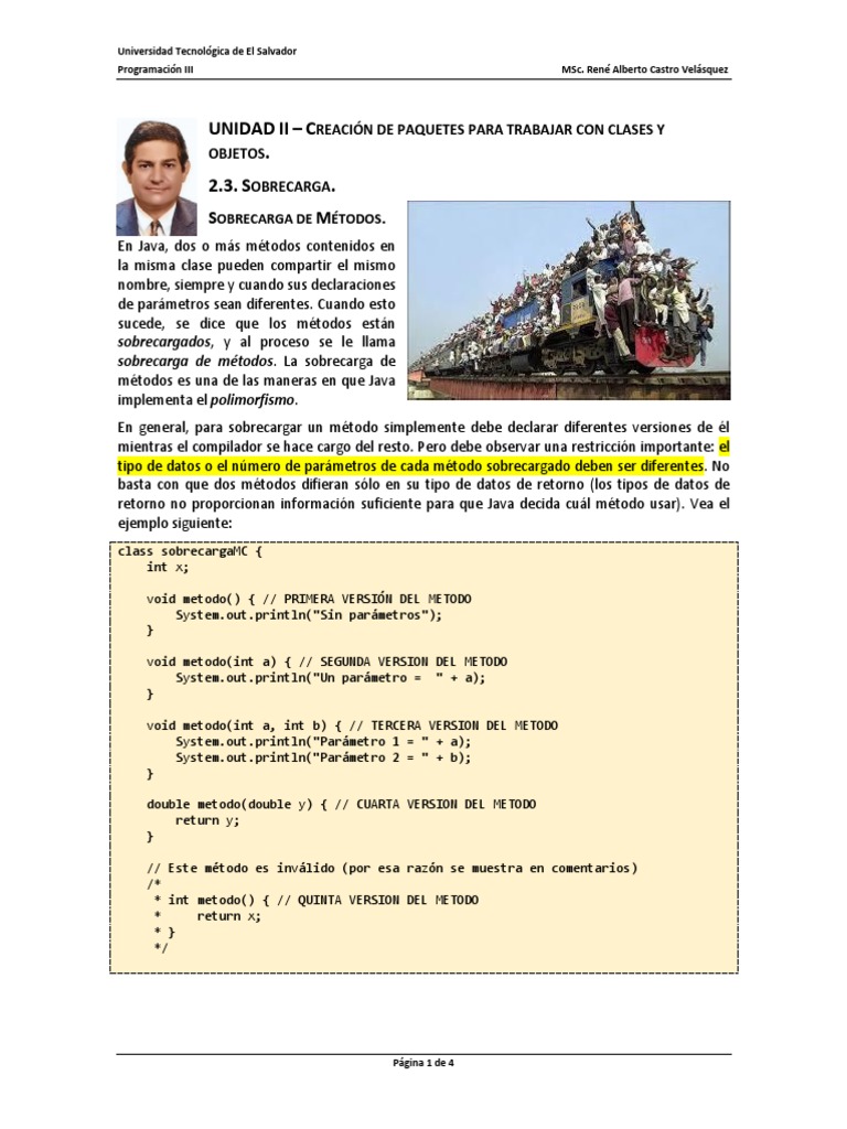 2 3 Sobrecarga Pdf Constructor Programación Orientada A Objetos Programación