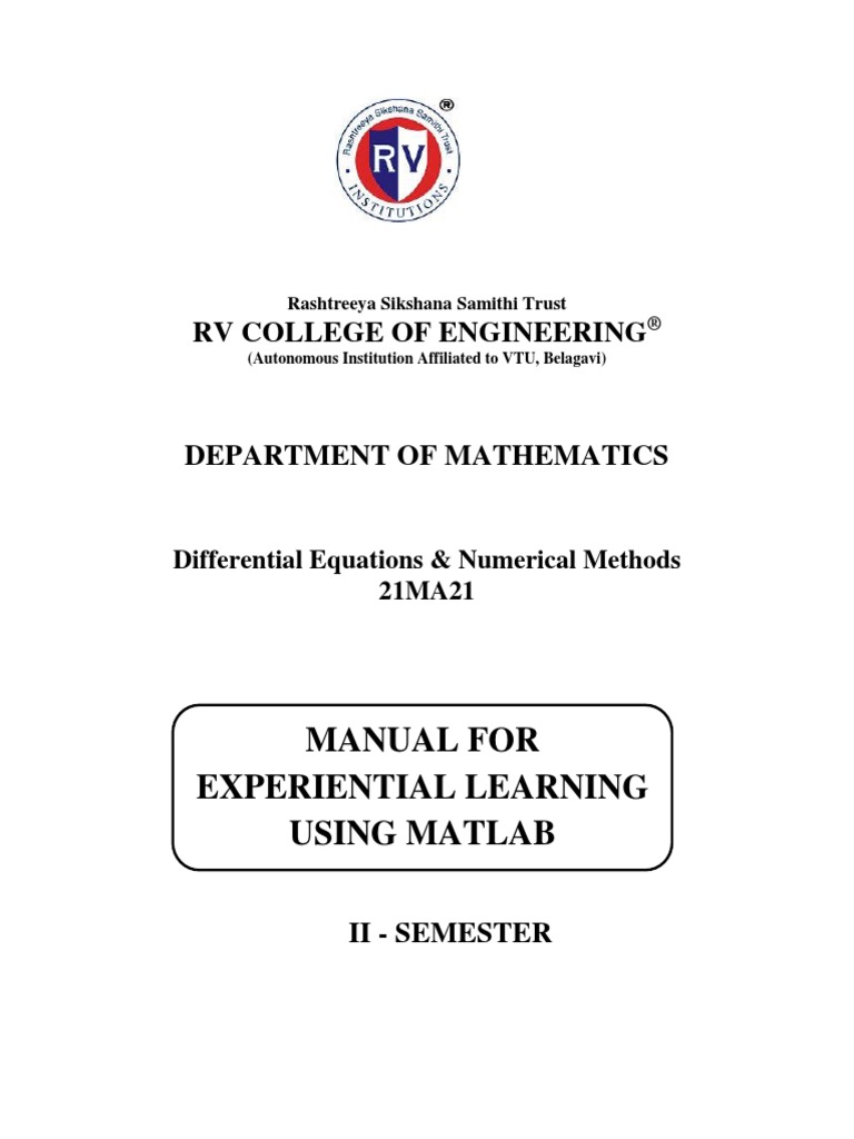 Matlab Manual-21MA21 | PDF | Matrix (Mathematics) | Matlab