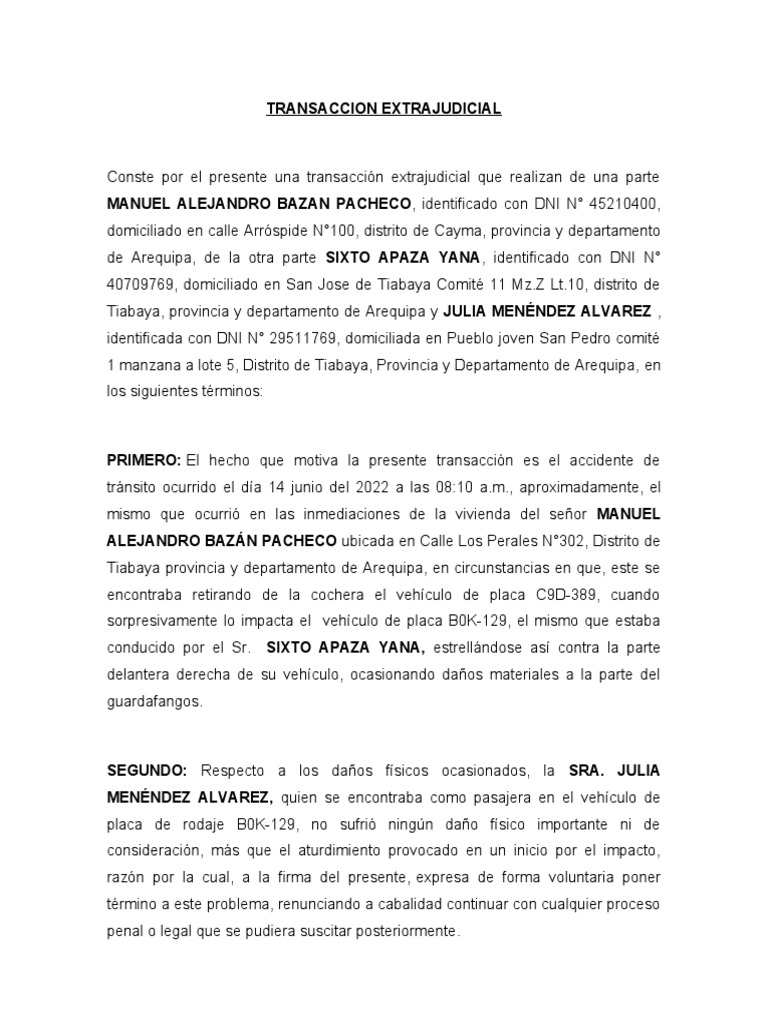 Transaccion M B P Pdf Justicia Crimen Y Violencia