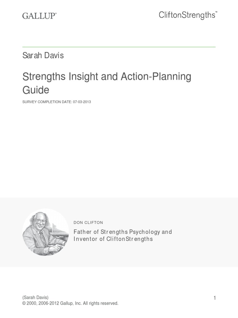Gallup (Strengths Insight and Action-Planning Guide) | PDF | Thought ...