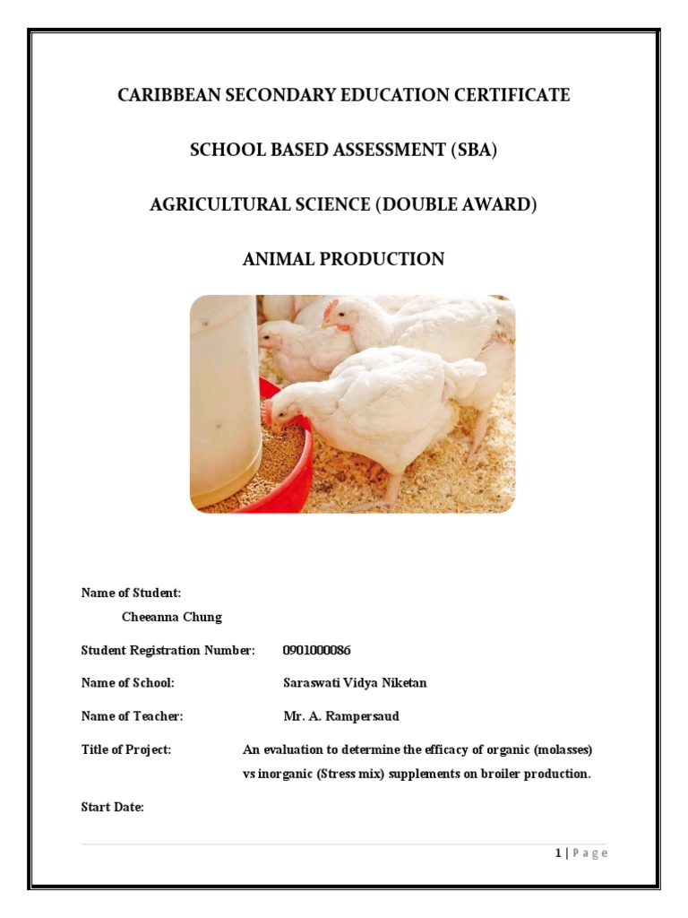 CARIBBEAN SECONDARY EDUCATION CERTIFICATE SBA: Organic vs inorganic ...