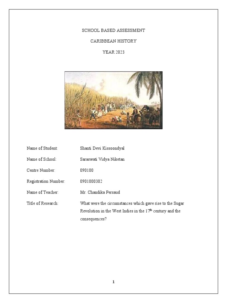 Caribbean History SBA | PDF | Sugarcane | Tobacco