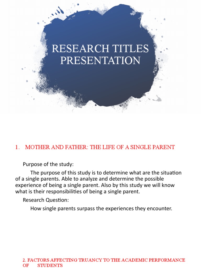 Research Titles Presentation | PDF